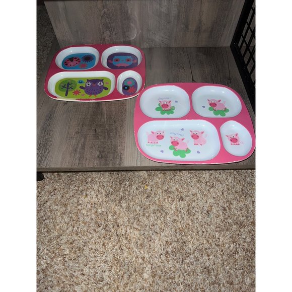 Dining | 2pk Pig Owl Divider Nursery Plates | Poshmark